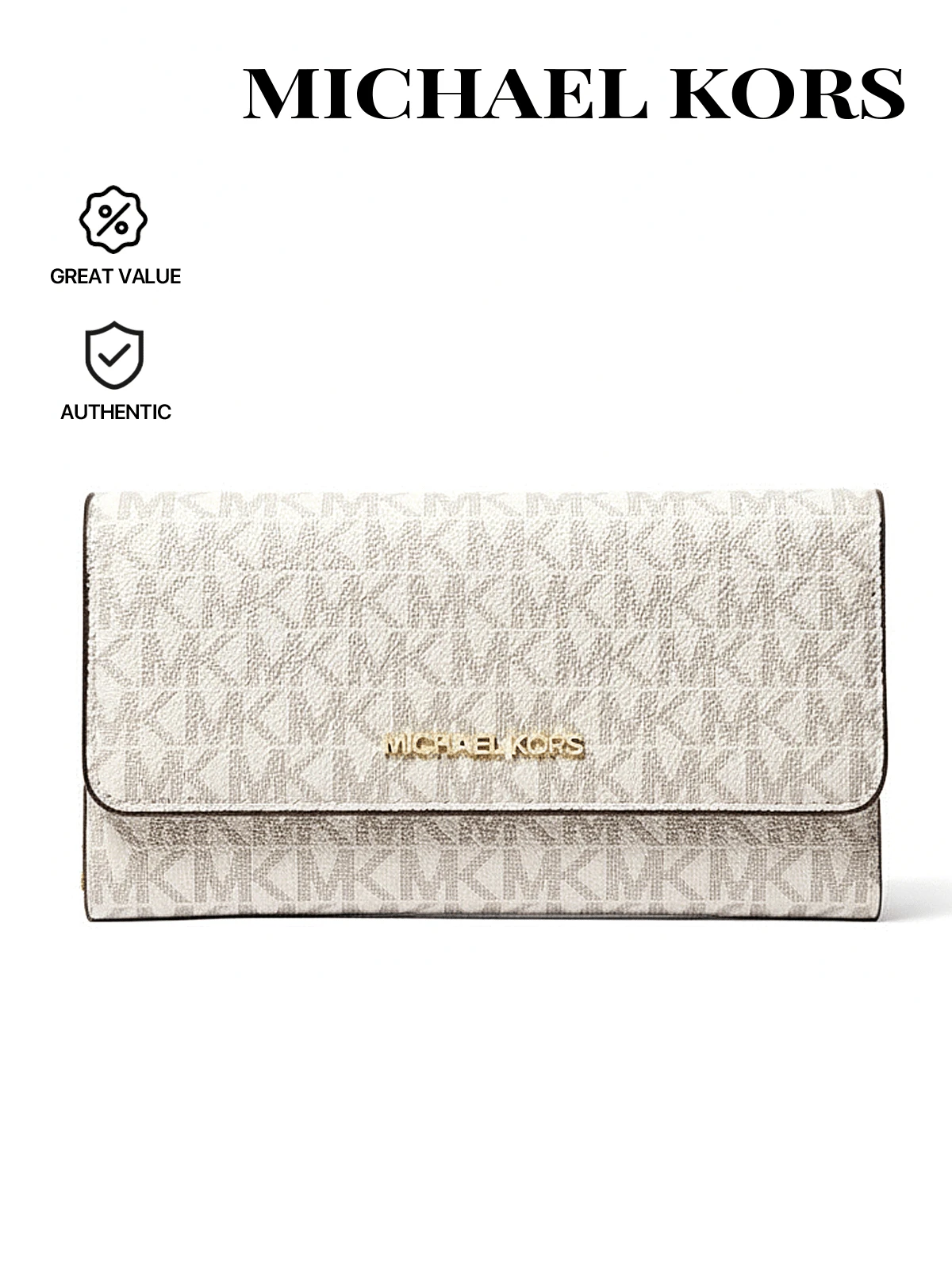 Michael Kors Jet Set Großes Logo Dreifach-Geldbörse VANILLE | aktuelle ...