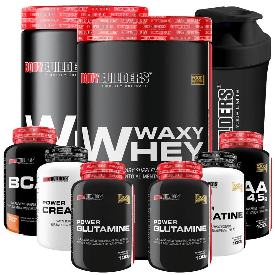 Kit 2x Waxy Whey 900g + 2x BCAA 100g + 2x Power Creatina 100g + 2x ...