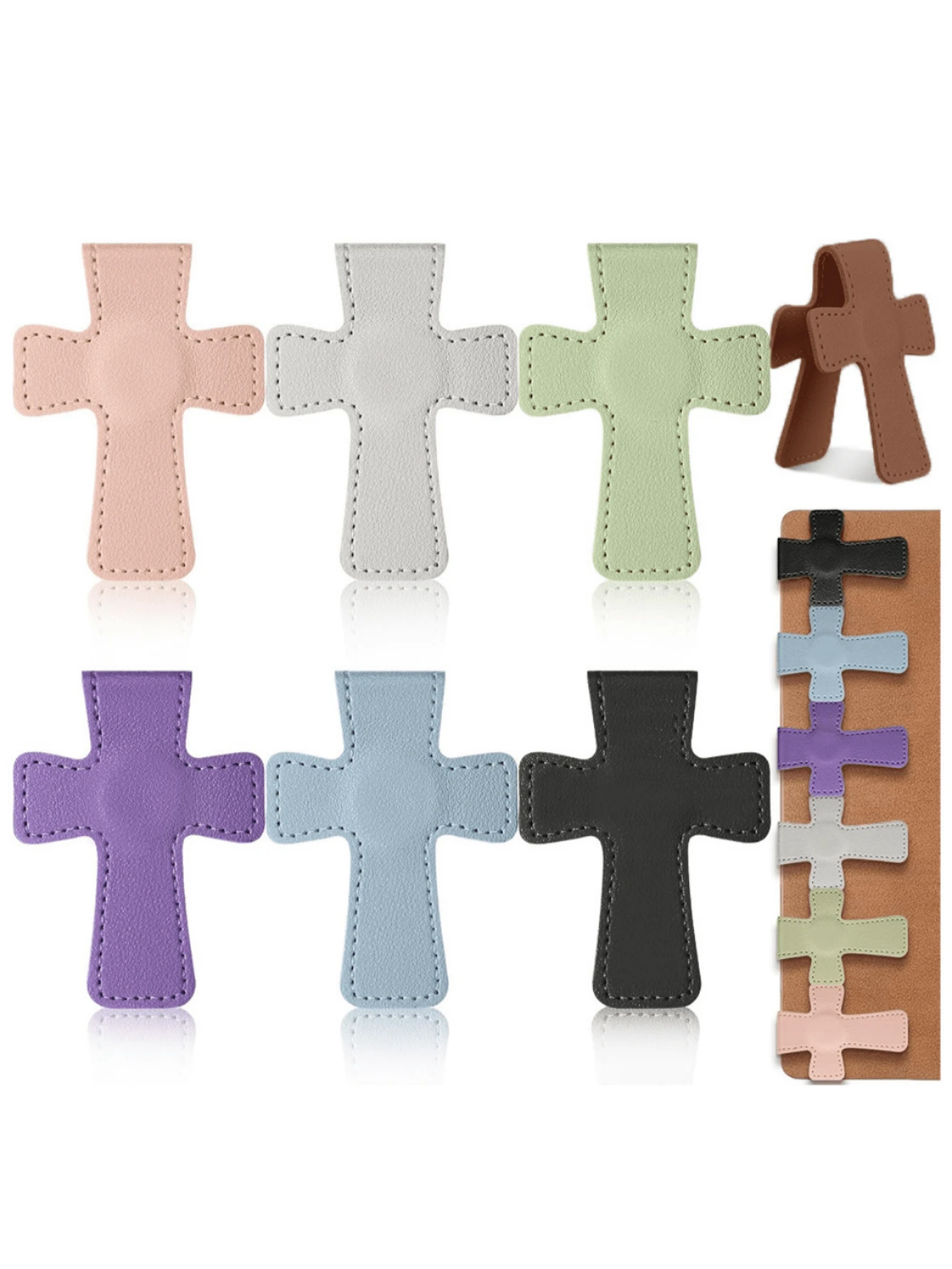 1pc Cross-Shaped Magnetic Leather Bookmark, Double-Sided Magnetic Clip ...