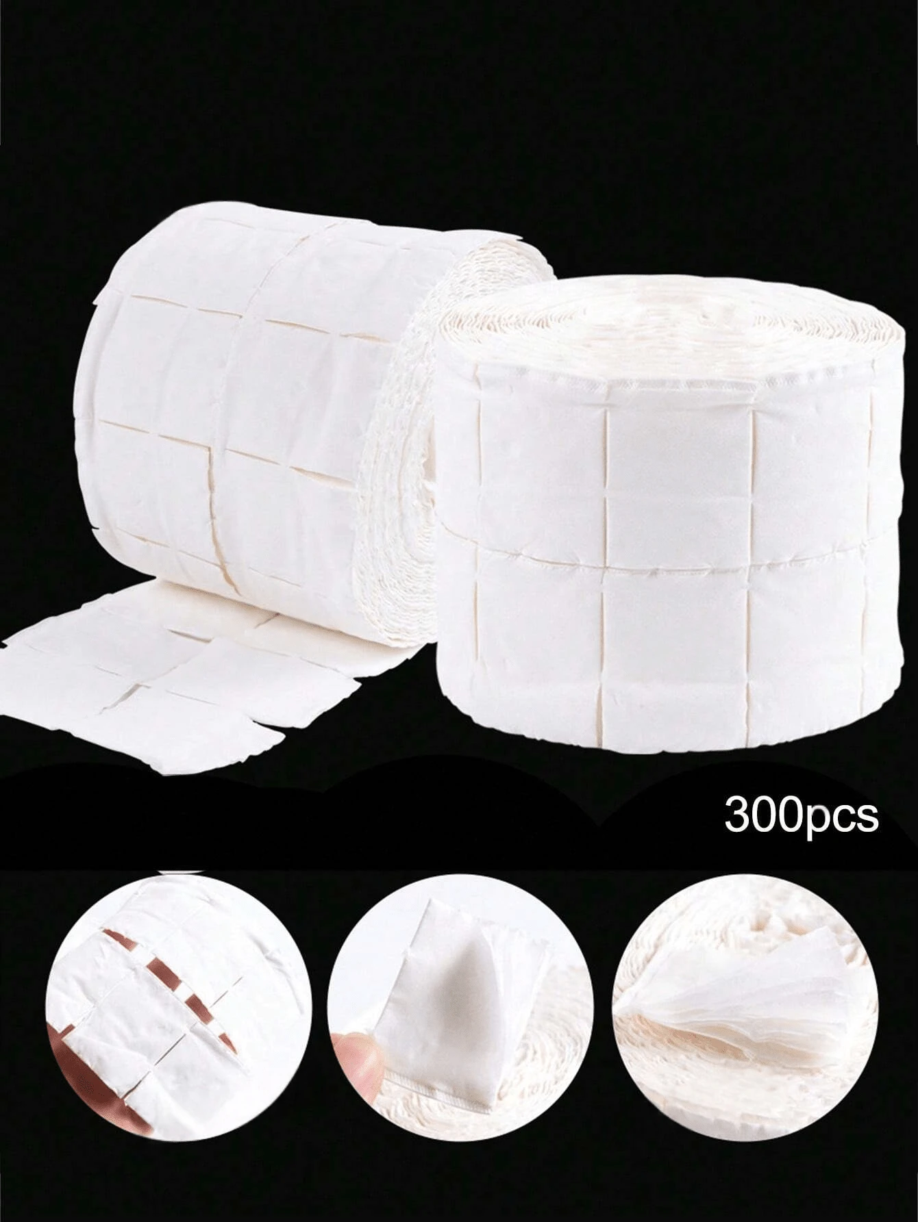 300pcs Lint Free Nail Wipes Makeup Remover Pads White Cleaning Nail ...