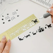 Cat-Shaped Ruler And Bookmark - Double-Sided Hollowed-Out Template With ...