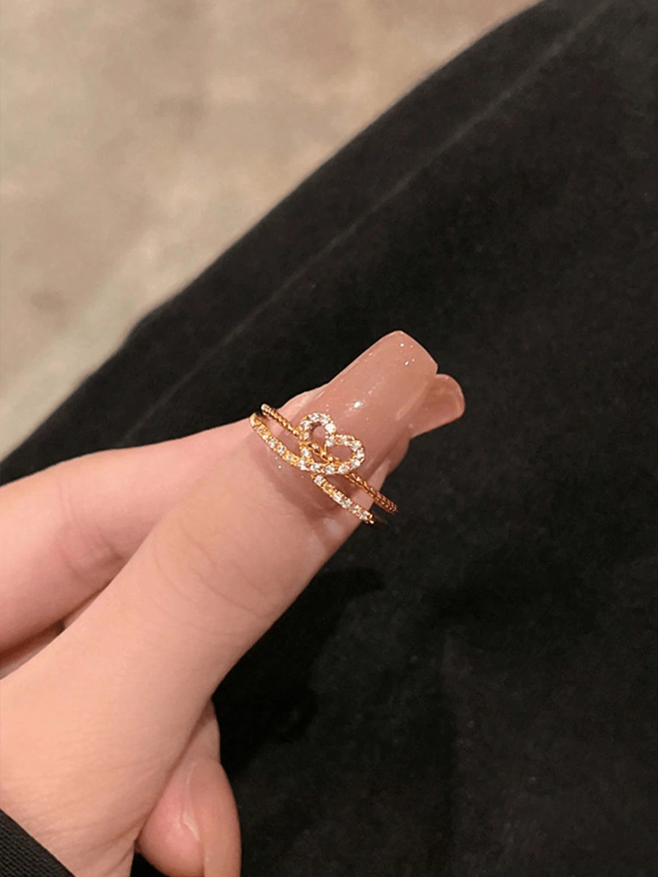 1 pieza Anillo ajustable con forma de corazón de diamantes de imitación ...