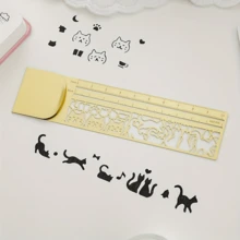 Cat-Shaped Ruler And Bookmark - Double-Sided Hollowed-Out Template With ...