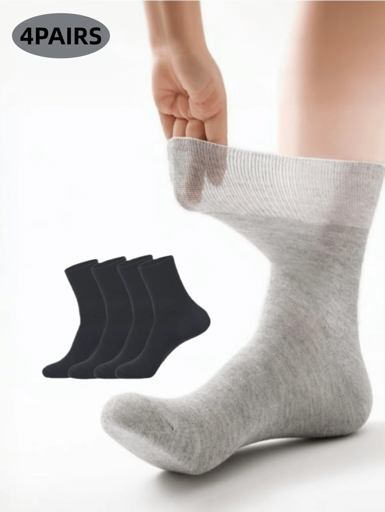 4 Pairs Unisex Loose Crew Socks - Extra Stretchy Non-Binding Cuffs For ...