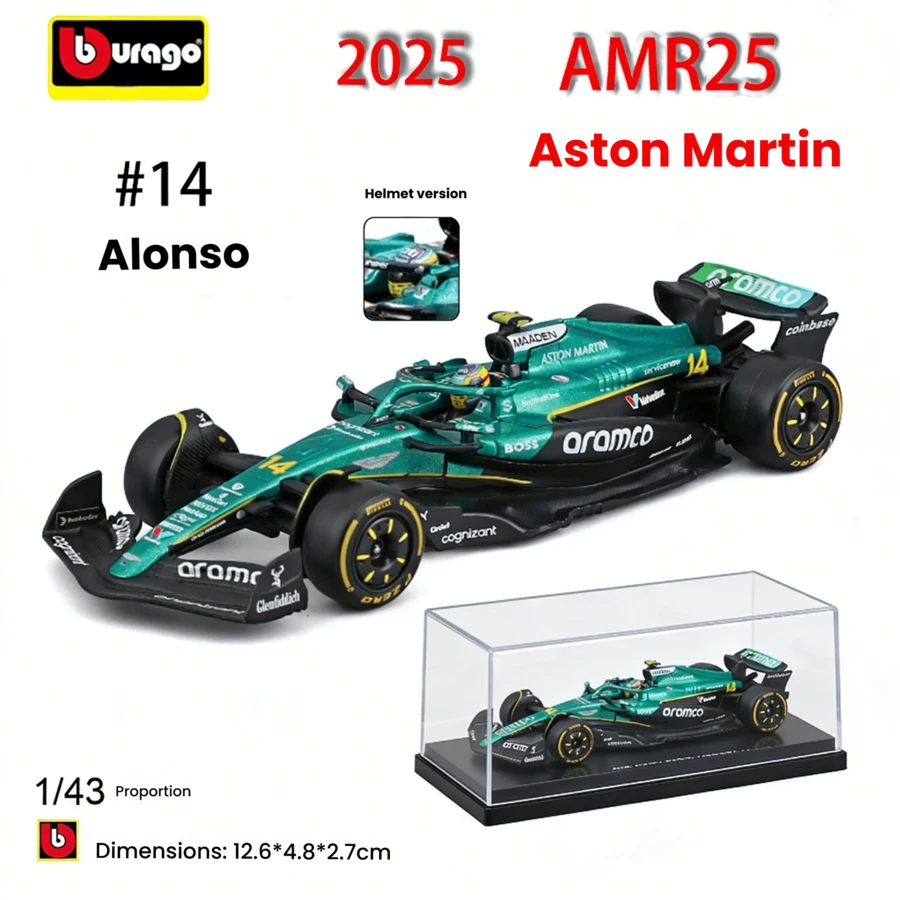Burago 1:43 Modello di auto da corsa Aston Martin F1 AMR25 Formula 1 in ...