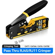 RJ45 Crimp Tool Pass Through Ethernet Crimping Tool For Cat6 Cat5 Cat5e ...