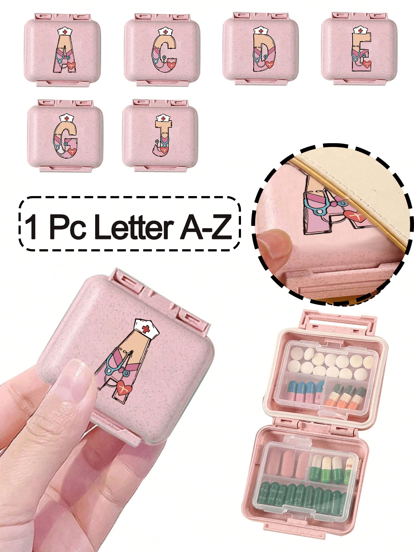 Questa pilloliera rosa mini con sei scomparti è portatile, a tenuta d ...