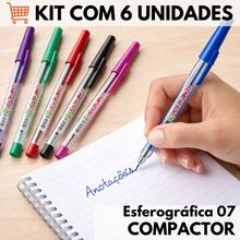 Kit Of 6 Compactor Cristal 07 TB Colored Ballpoint Pens, 0.7 Mm, Smooth ...