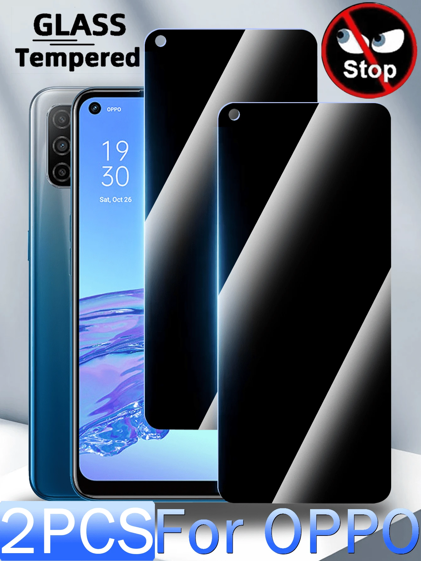 2pcs Tempered Glass Screen Protector For OPPO Series, Anti-Peeping ...