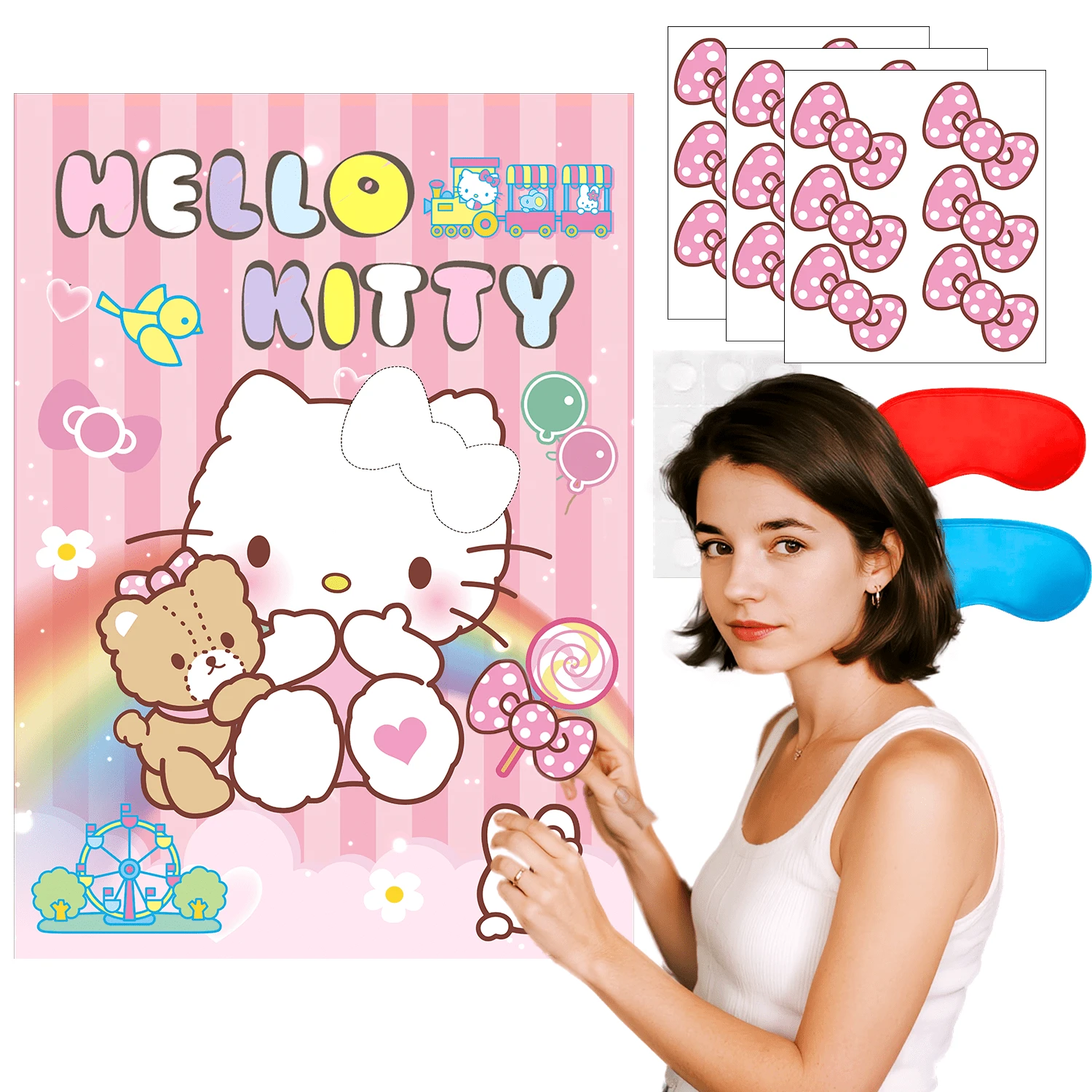 Pin The Bow On Hello Kitty Party Game, Hello Kitty Birthday Party Game ...