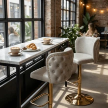 Modern Swivel Bar Stools Set Of 2, Adjustable Height PU Leather Stools ...