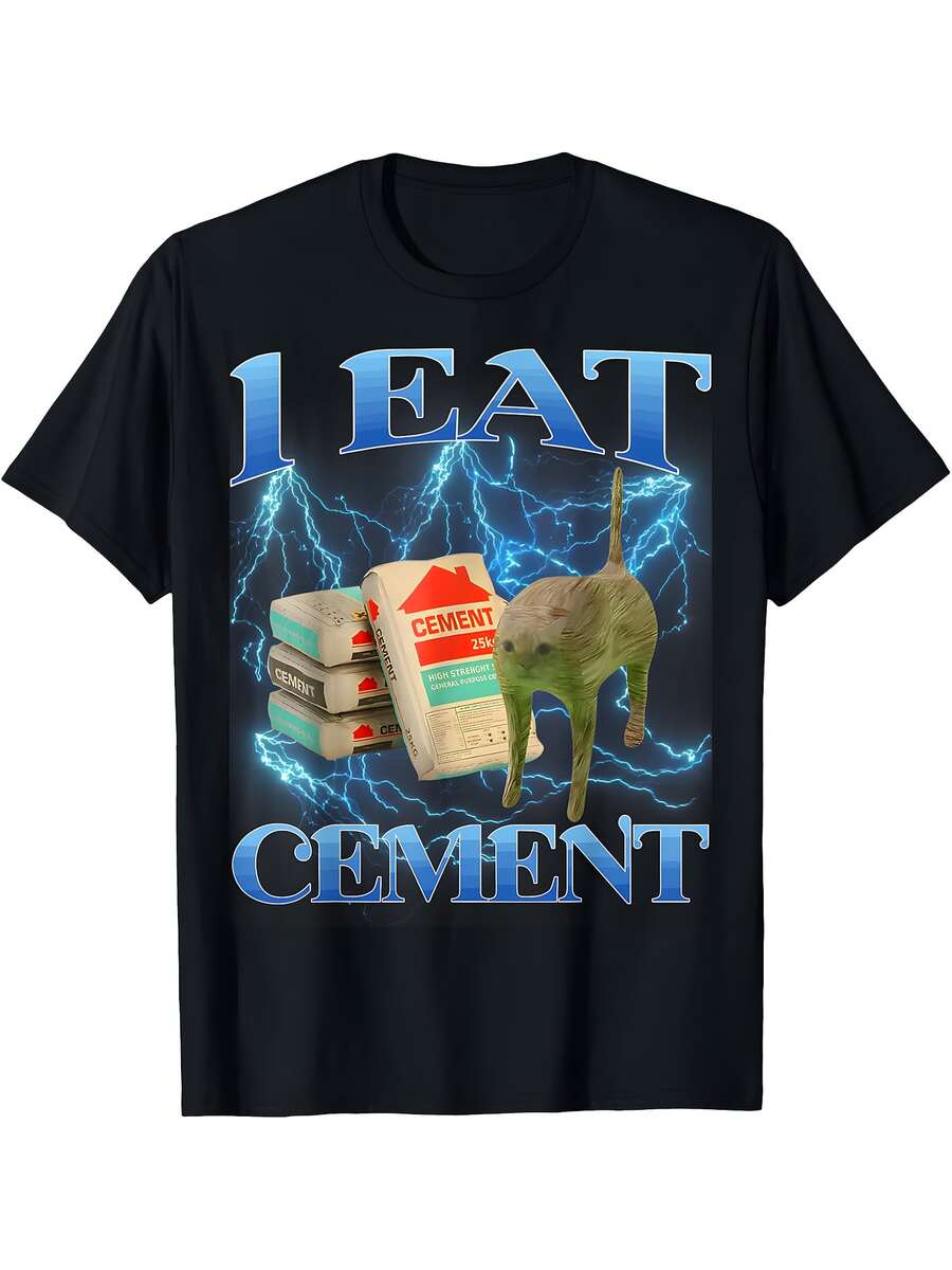 I Eat Cement Funny Cat Meme Internet Memes Gen-Z T-Shirt | SHEIN USA