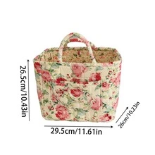 Soft & Fluffy Rose Fabric Rustic Floral Lining Laundry Basket, Girly ...