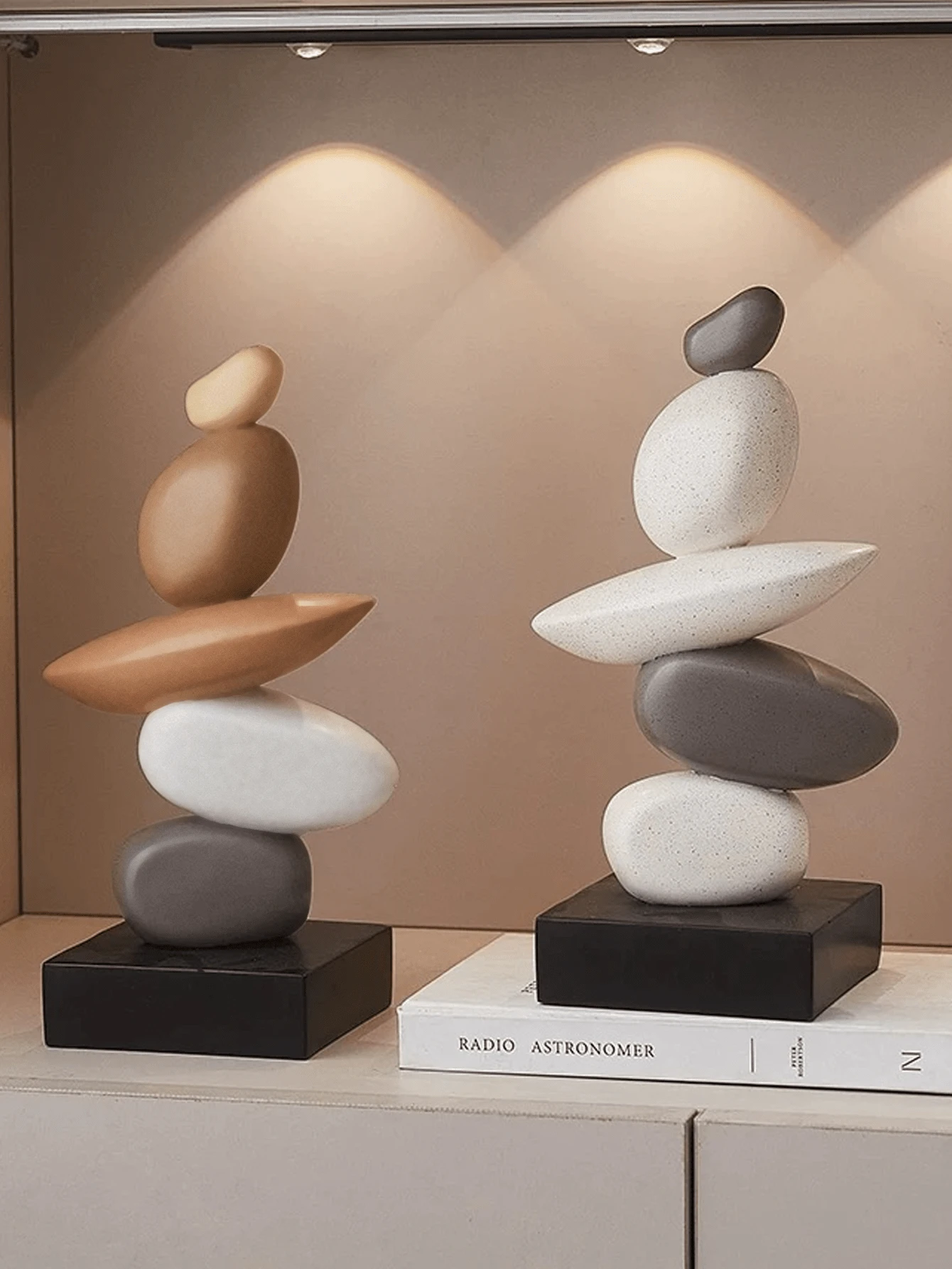 1pc Stacked Stone Sculpture - Abstract Balanced Rock Art Resin ...
