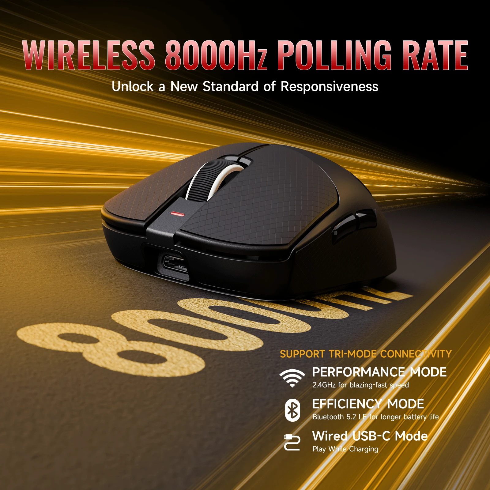 עכבר גיימינג אלחוטי ATTACK SHARK X8ULTRA, חיישן PAW3950MAX 42000 DPI ...
