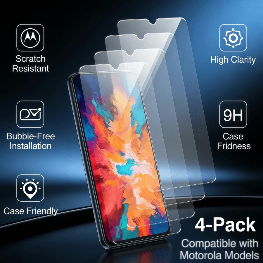 4 piezas: Protector de pantalla de vidrio templado de 9H, que cubre ...