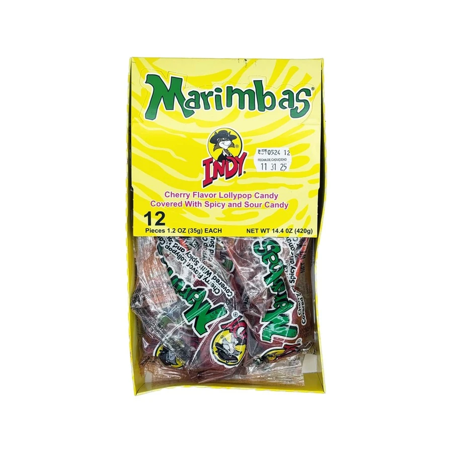 Indy Marimbas Spicy And Sour Covered Cherry Lollipop, 12 Pieces ...