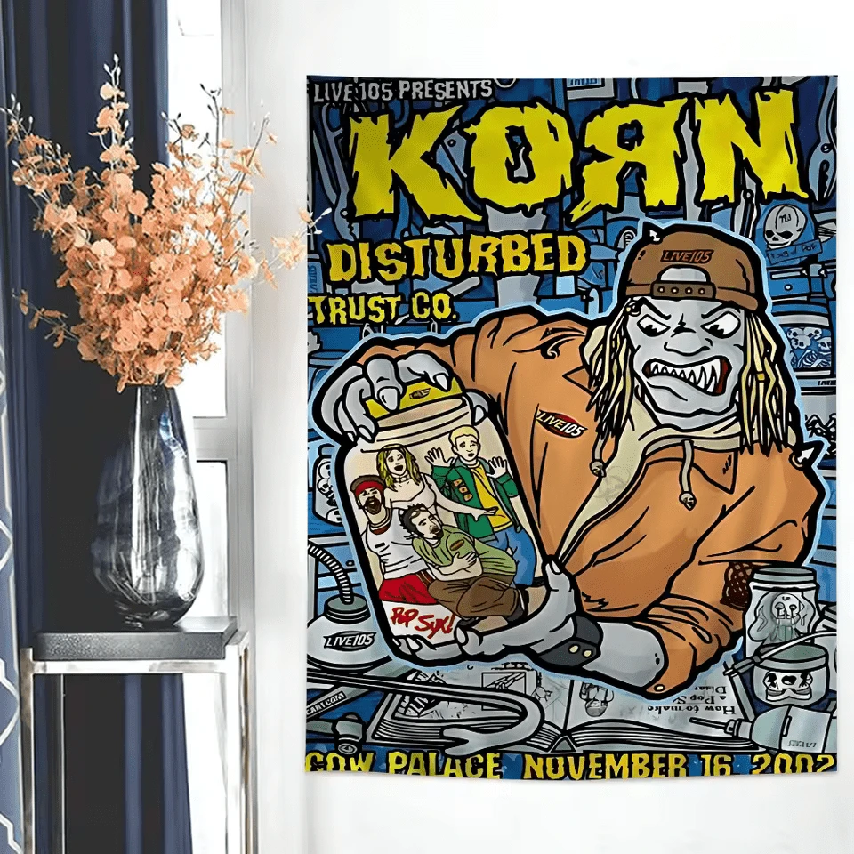 K-Korn Rock Band Cartoon Tapestry Art Science Fiction Room Home Decor ...