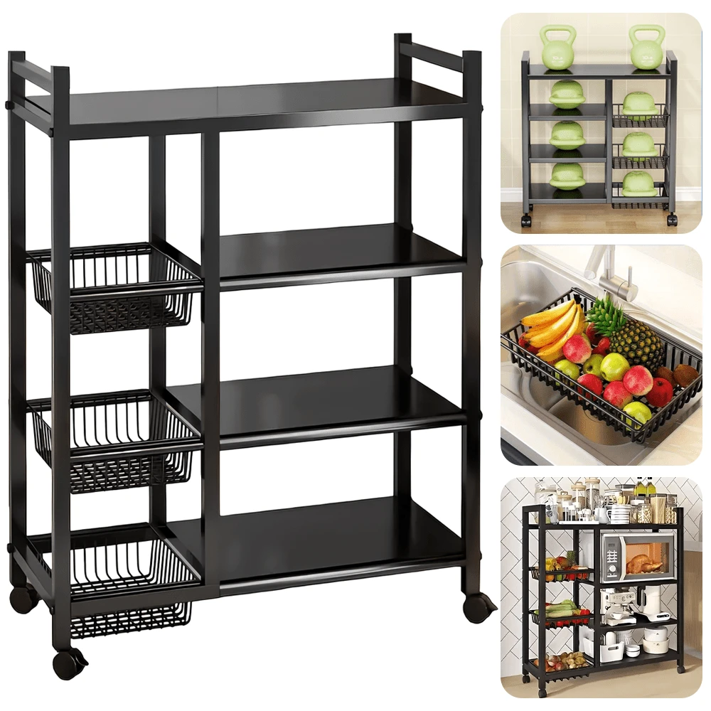 4 Tiers Kitchen Pot Rack Corner Cookware Stand Storage Organizer Multi ...