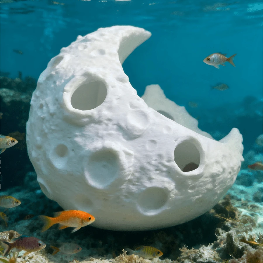 Cueva de peces con forma de luna impresa en 3D, túnel de acuario ...