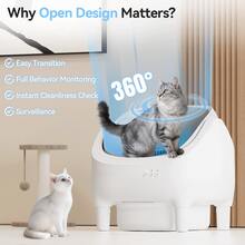 DEVOKO Automatic Cat Litter Box, 360° Open Design, Self-Cleaning Cat ...