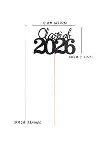 6pcs Class Of 2026 Graduation Black & Red Centerpieces – Glitter Paper ...