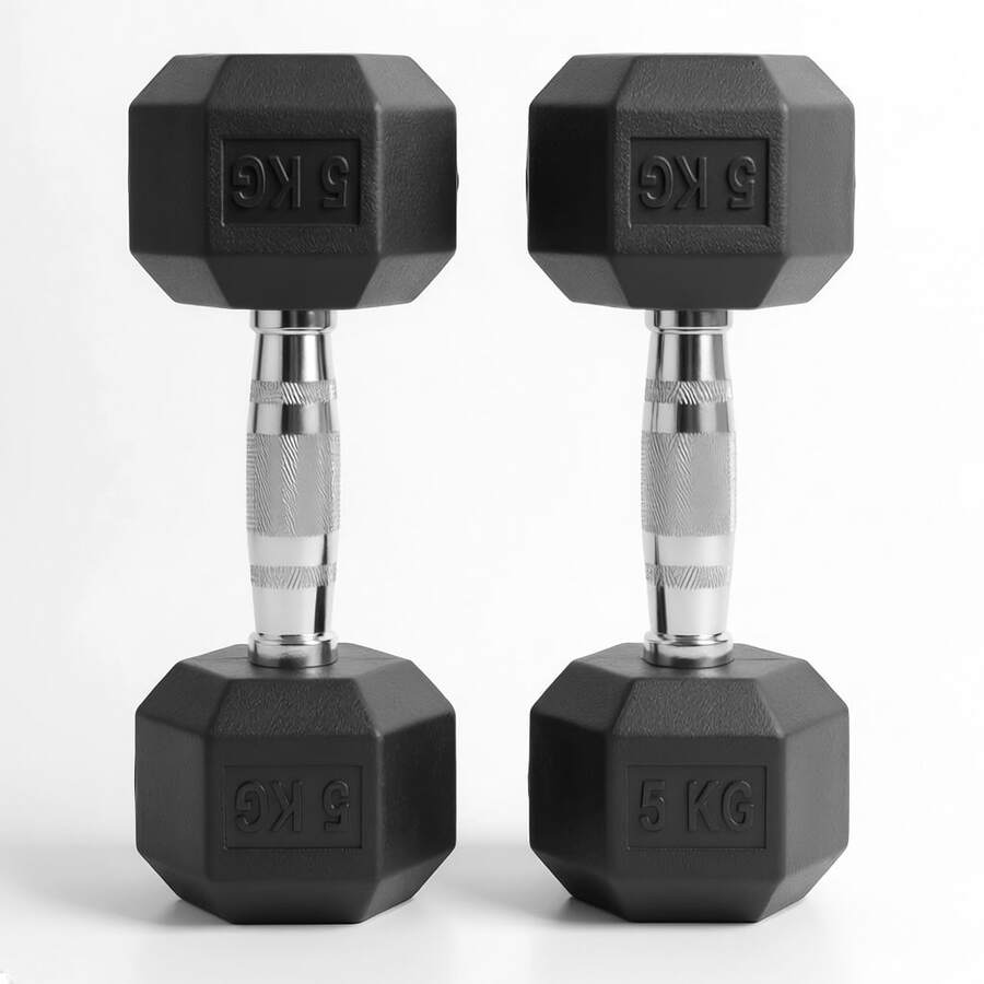 RAVIAN Hex Dumbbells Pair (2.5kg–30kg) – Rubber-Encased Cast Iron ...
