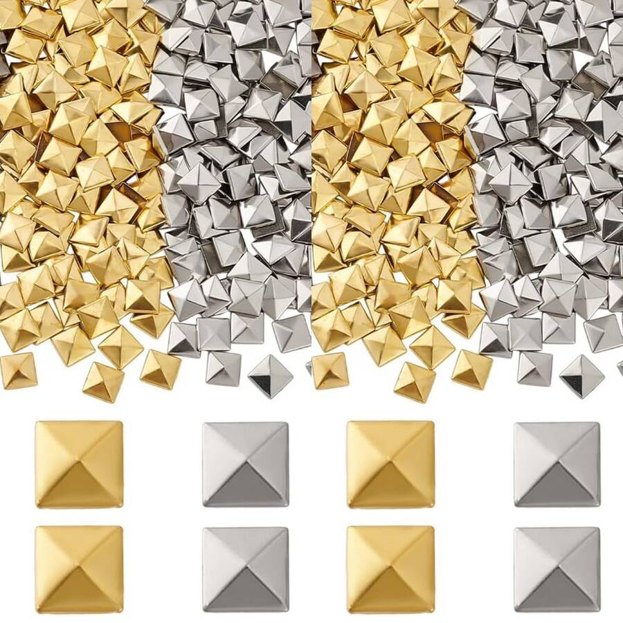 cgelaero 20/100/200/400pcs Flat Back Pyramid Studs Glue On Metal Studs ...