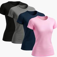 Kit 4 Camisetas Dry Fit Feminina Blusinhas s Slim Babylook Esportivas ...