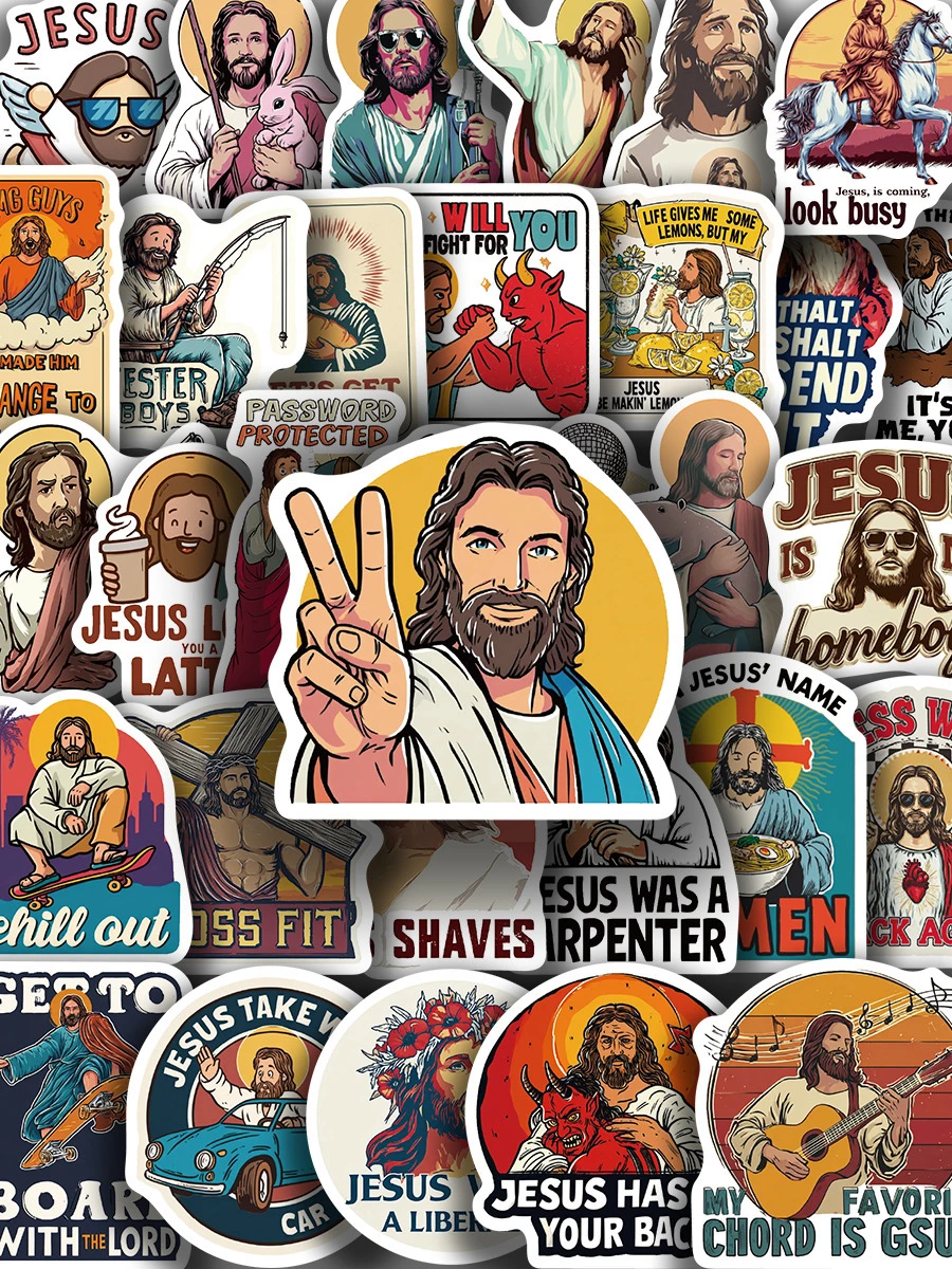 50pcs Funny Jesus Stickers, Creative Gift Stickers, Suitable For Tablet ...