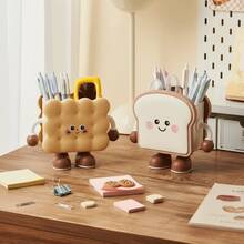 Durable Plastic Pen Holder Bread/Biscuit Design Large Capacity Pen ...