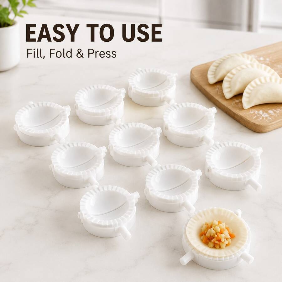 10PCS DIY Dumpling Mold Set, Plastic Round Press With Crimped Edge For ...