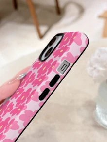 1pc Floral Pattern Fresh Print Perforated Glossy 2-In-1 Hard Phone Case ...