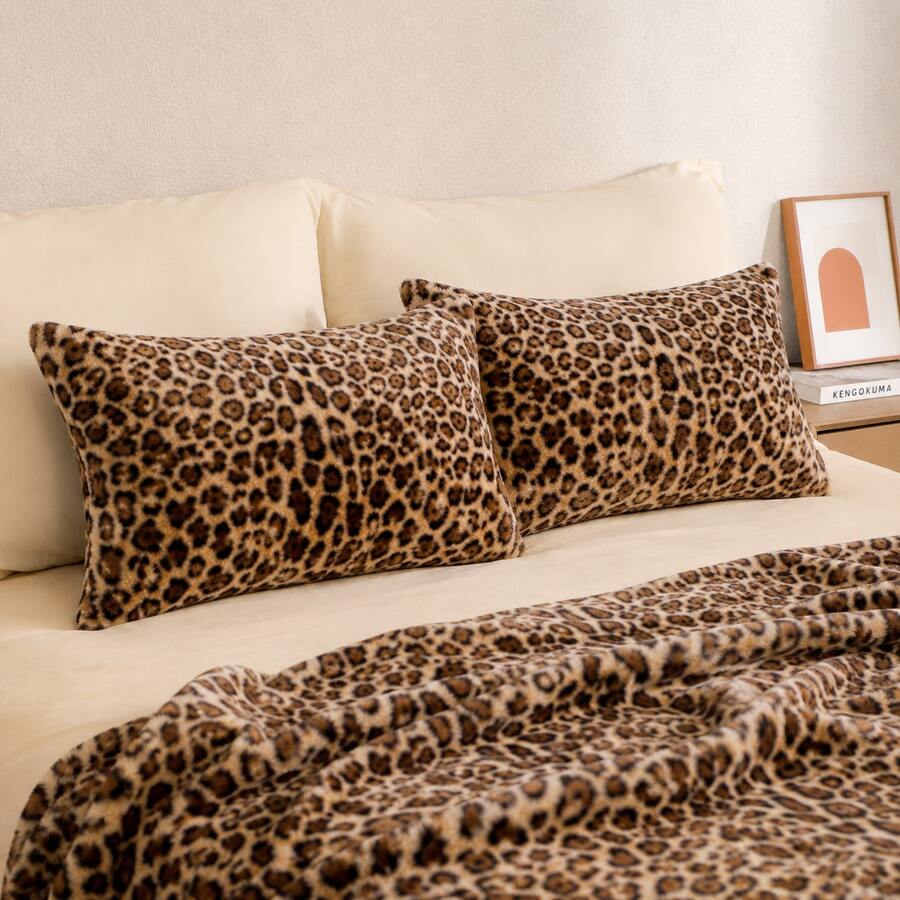 1pc Leopard Print Plush Pillowcase Without Pillow Insert, Suitable For ...