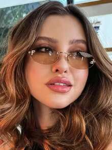 1 Pair Of Diamond-Encrusted Silver Glasses, Elegant Casual Style, Y2K ...