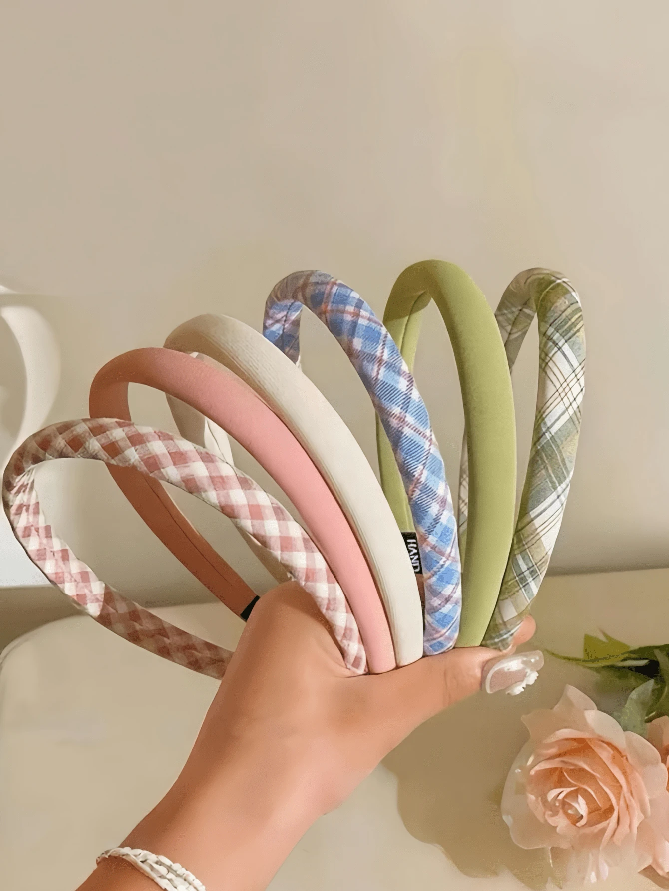 6pcs Women's Colorful Plaid Small Hair Hoops, 2025 New Style Versatile ...