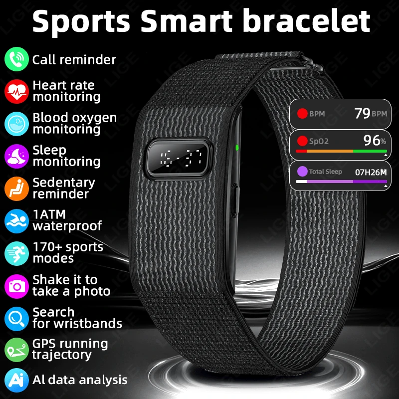 LIGE Fashionable New Smart Bracelet, Screen-Less Design, Waterproof ...