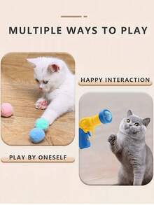 Interactive Toy Gun Launcher Training Cat Toy Set, Includes Launcher ...