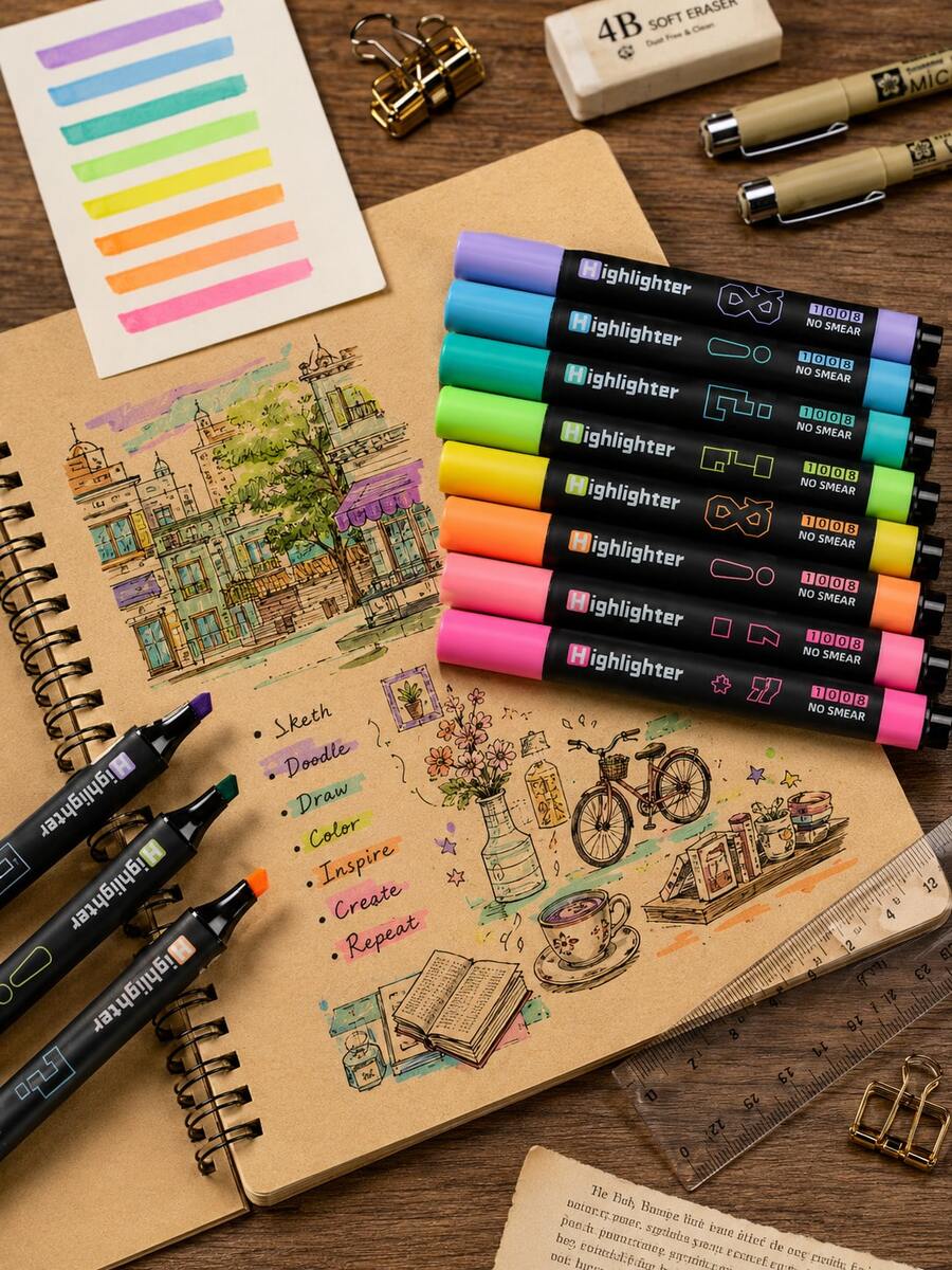 1/8/16pcs Soft Glow Fluorescent Marker Set, Markers, Suitable For ...
