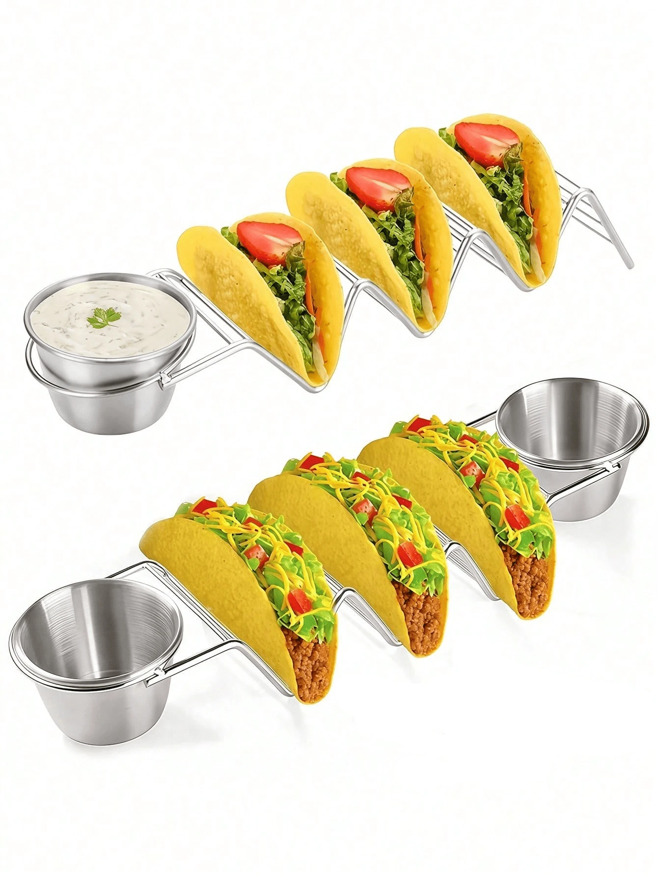 Suporte para Taco de Aço Inoxidável, Copos para Molho Bandeja para ...