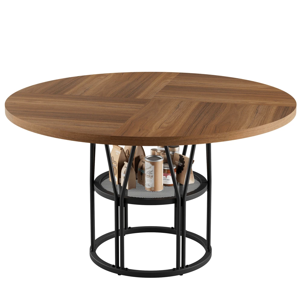 Round Dinning Table For 4-6, 47" Circle Kitchen Table With Storage ...