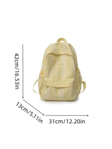 1pc Girls Solid Color Nylon Zipper Closure Fashion Backpack Student ...
