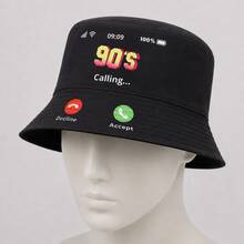 1pc Men's 90s Print Reversible Bucket Hat, Suitable For Daily Outings ...