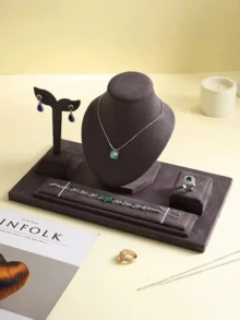 Ins Style Black Velvet Jewelry Display Set Necklace Earring Ring ...