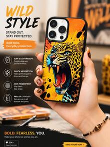 1 Piece Of Orange Leopard Head Pattern Phone Case Suitable For IPhone ...