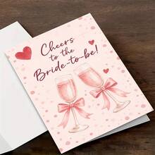 One Elegant Bridal Shower Card Featuring Champagne Glasses And Hearts ...