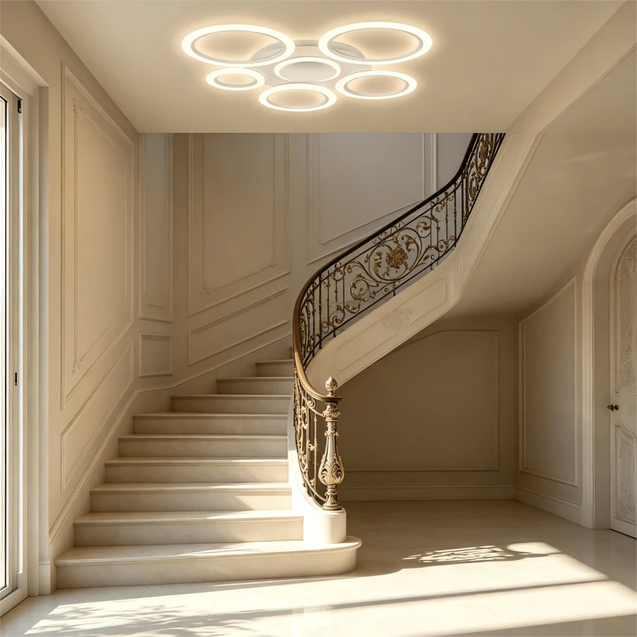 1PC, Five-Ring Modern LED Ceiling Light, Dimmable Recessed Kitchen ...