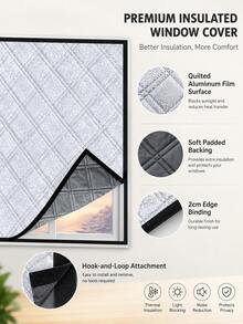 1pc Silver Insulated Window Curtain, Thermal Blackout Window Cover With ...