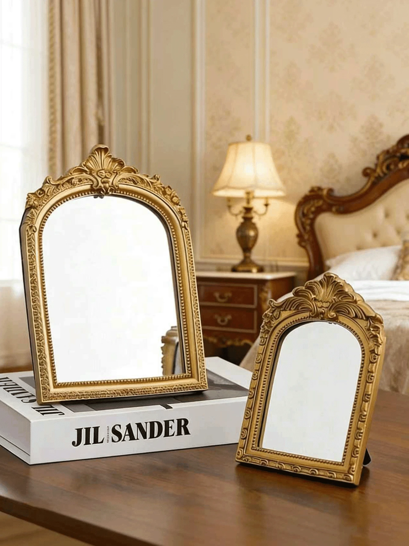 1PC-Palace Style, Classical Baroque Arched Carved Mirror For Home ...