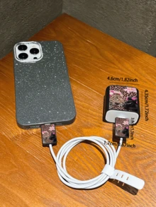 4pcs Leopard Print Lily Leopard Design Charger Protective Case & Data ...